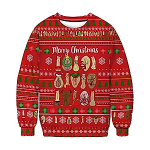 Ugly Christmas Sweatshirts For Men Funny Funny Holiday Pullover Sweater Unique Graphic Top Crewneck Long Sleeve