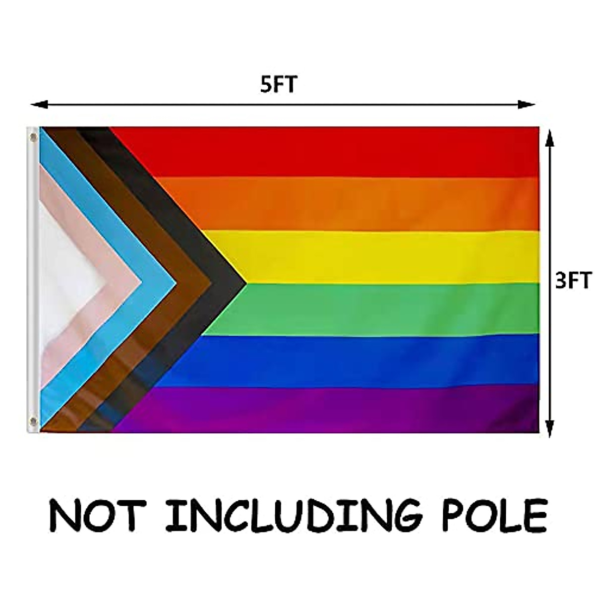 Progress Pride Rainbow Flag 3x5 Outdoor-Vivid Color Bisexual LGBTQ Community Banner Non Binary Transgender Inlcusive Gay Pride Lesbian Flags