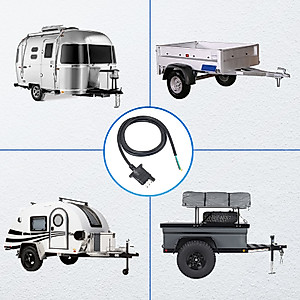 MECMO 4 Way Trailer End Connector Wire 5 Feet Jacketed Cable, Heavy Duty 18AWG 4 Pin Flat Trailer Light Plug Color-Coded Pure Copper Trailer-Side Male Replacement 4 Wire Connector Trailer Hitch Wiring