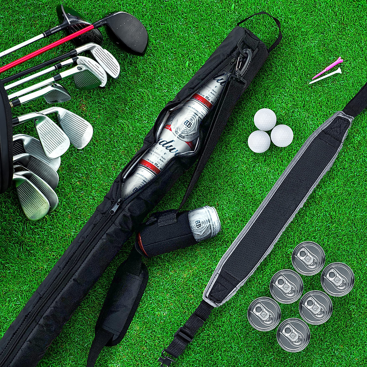 7 Can Golf Insulated Beverage Cooler Sleeve | Slides into Golf Bag to Hide Alcohol | Keeps Beer and Water Bottles Ice Cold | Great Gift Accessories for Men and Women | Sold by MBSC Products