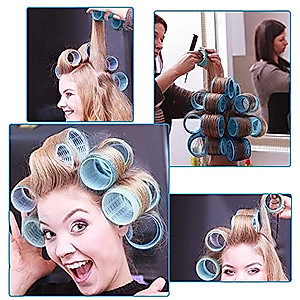 Jumbo Rollers Set for Long Hair - No Heat Heatless Curls With Clips & Comb, 24 Packs (Blue)