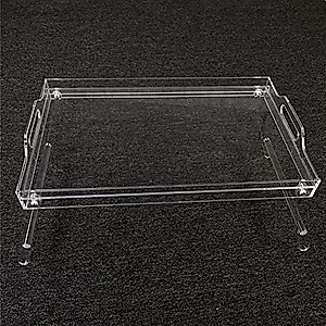 Clear Bed Table Tray with laptops and Phone Holder for Reading,Eating Breakfast in Bed Tray with Folding Legs