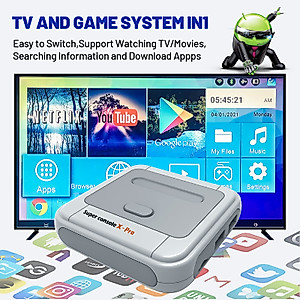 Kinhank Super Console X Pro with 60000+ Games,TV & Game System in 1 Mini Retro Game Consoles for 4K TV HD/AV Output,Compatible with 63+ Emulators,2 Wireless Game Controllers Included(256G)