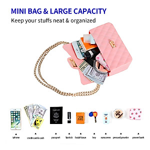 ONLVAN Summer Jelly Crossbody Bag Purse，Fashion Ladies Shoulder Bag, Candy Color Jelly Handbags for Women Girls (Pink)