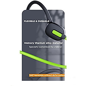 GenXenon Open Ear Headphones with Mic, 85dB Safe Volume Limited Air Conduction Kids Headphones Wireless, Bluetooth On Ear Headsets for Girls and Boys with 8GB Memory 8 Hrs Playtime for Music(Green)