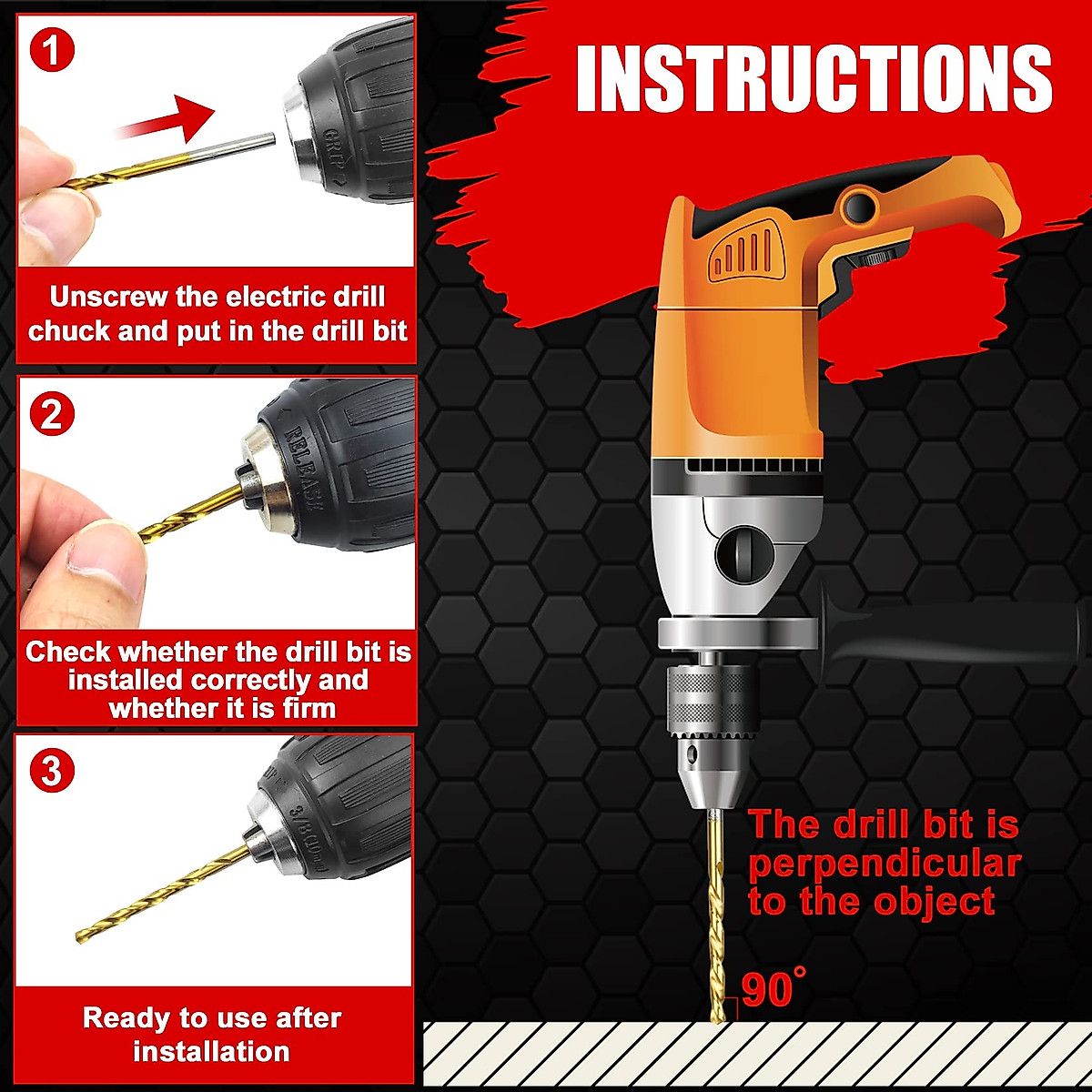 YIYITOOLS Titanium Twist Drill Bit Set 21 Piece Fit for Cutting Hard Metals，Such as Stainless Steel, Aluminum Alloy and Titanium Alloy 21 Pieces