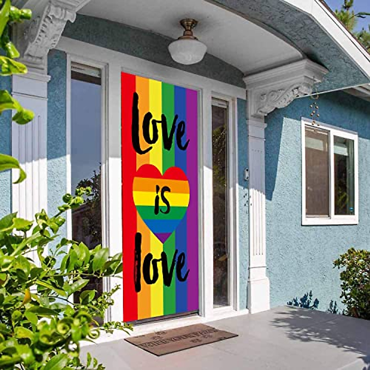 Rainbow Gay Pride Door Cover Banner Flag - Love Is Love Pride LGBT Gay Lesbian Bisexuals Door Banner Flags Outdoor Party Decorations