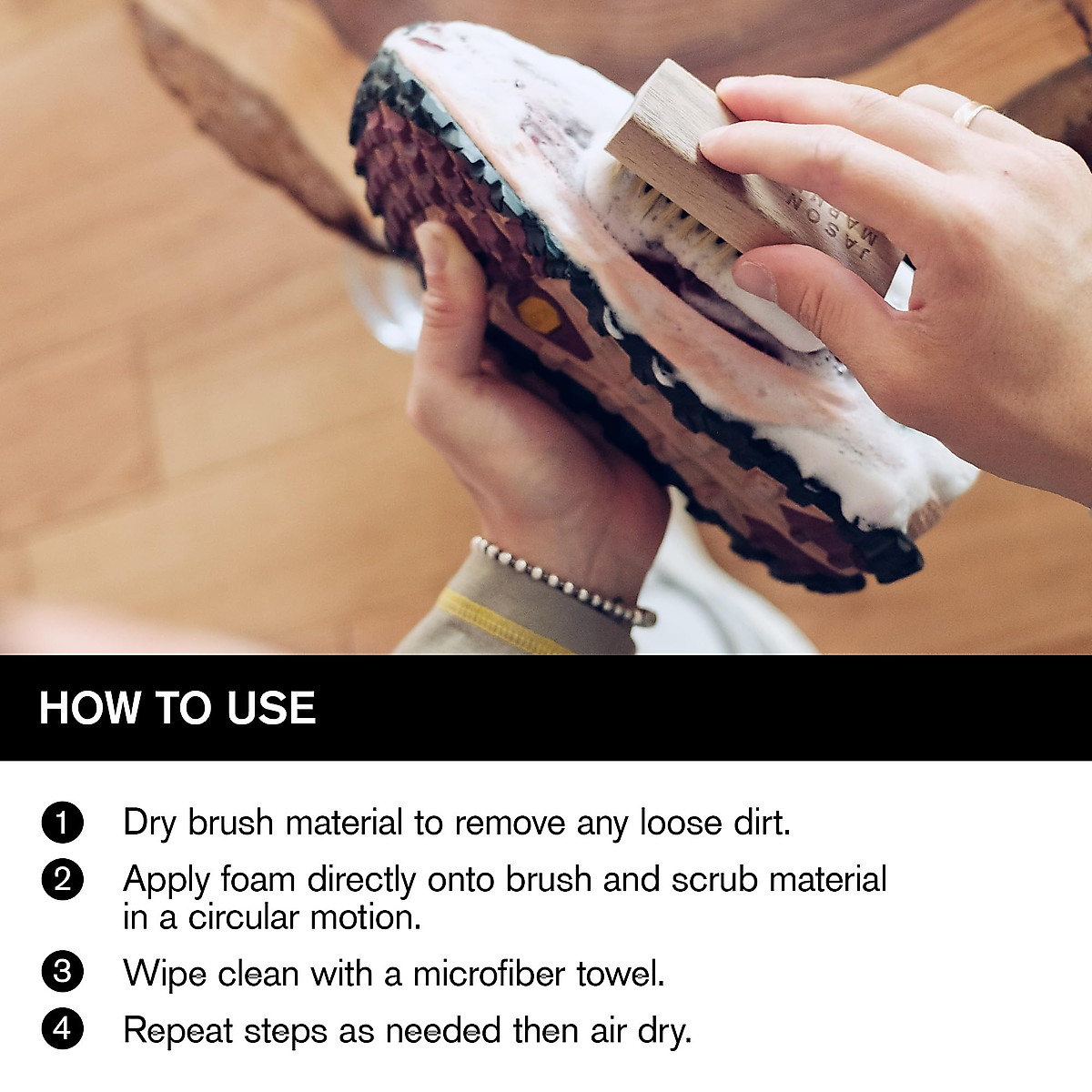 Jason Markk Read-To-Use Foam, Shoe Cleaner, Sneaker Care, Ideal for Footwear, Safe for Leather, Suede, Nubuck, Cotton, Knits, 7oz