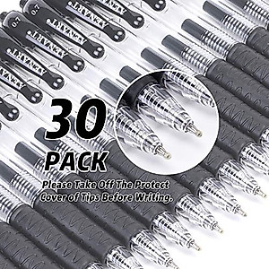 Gel Pens, 30 Pack Black Gel Pen Fine Point, Retractable Gel Ink Rollerball Pens for Smooth Writing (0.7mm)