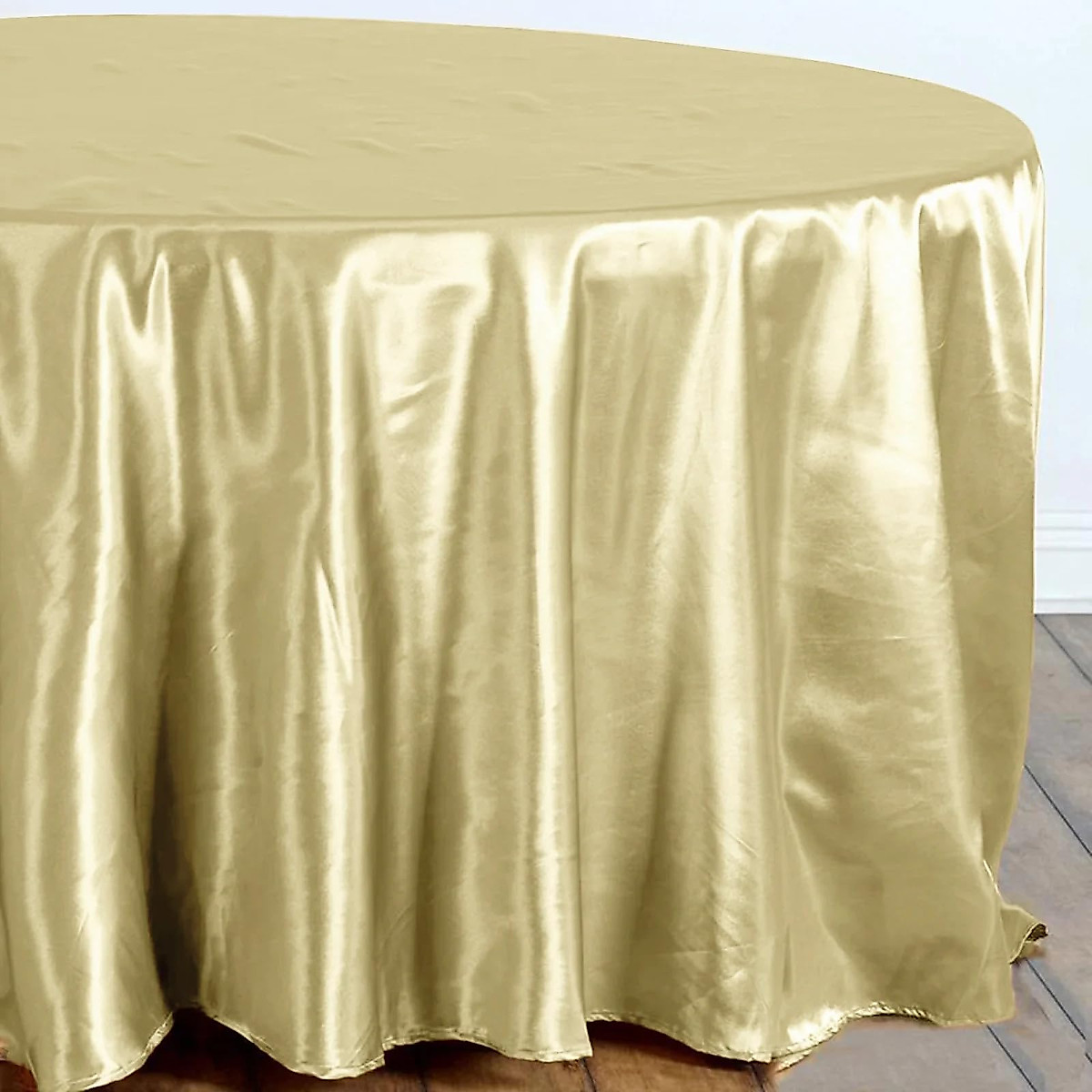TABLECLOTHSFACTORY Champagne 108" Round Satin Tablecloth