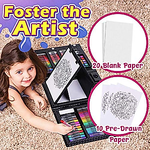 Dinonano Drawing Painting Art Set for Kids - 238 Pieces Paint Makers Coloring Set School Supplies Kit Sketch Pad Easel Oil Pastels Crayons Watercolor Pencils Markers Toddler Boys Girls Age 3 4 5 6-12
