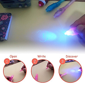 KERRT Invisible Ink Pen with UV Light Secret Message Pen Spy Pens Magic Invisible Markers Cute Pens