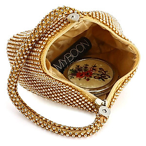 Women's Evening Bag Rhinestone Purse Handbags Triangle Style Chain Clutch Purse Bag Sparkly Party Prom Wedding Purse (Gold)