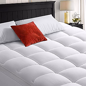 COHOME Queen Size Mattress Topper Extra Thick Cooling Mattress Pad 400TC Cotton Top Plush Down Alternative Fill Pillow Top Mattress Cover with 8-21 Inch Deep Pocket (60x80 Inches, White-Classic)