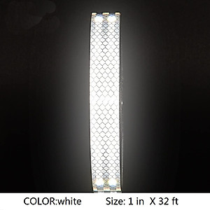 StarJungle Flexible Reflective Tape White 1 Inch X 32 Feet High Intensity Grade Safety Tape Waterproof Conspicuity Trailer Reflector (1 in x 32 FT)