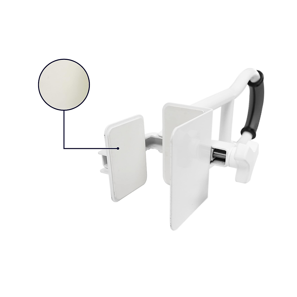 KMINA - Padded Bathtub Safety Rails for Seniors (Bathtubs with Flat Rim ≥3.5"), Adjustable Tub Grab Bars for Side of Tub, Clamp on Tub Rails for Elderly Gray