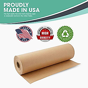 Kraft Brown Wrapping Paper Roll 30" x 1,200" (100 ft) – 100% Recyclable Craft Construction and Packing Paper for Use in Moving, Bulletin Board Backing and Paper Tablecloths