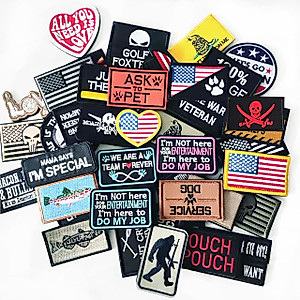 TXSN 12PCS Random Tactical Morale Patches Bundle, Full Embroidery Loop and Hook Fasten Patches Set for Caps, Bags, Backpacks, Harness, Vest, Military Uniforms,Tactical Gears Etc