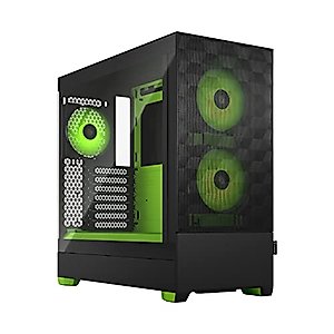 Fractal Design Pop Air RGB Green Core - Tempered Glass Clear Tint - Honeycomb Mesh Front – TG Side Panel - Three 120 mm Aspect 12 RGB Fans Included – ATX High Airflow Mid Tower PC Gaming Case
