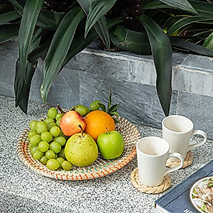 Kiwi Homie Round Woven Seagrass Wall Decor Basket Trays, Flat Natural Boho Baskets Handmade For Living Room, Decorative Wicker Wall Bakets For Unique Hanging Wall Art (12.99, Horizon)