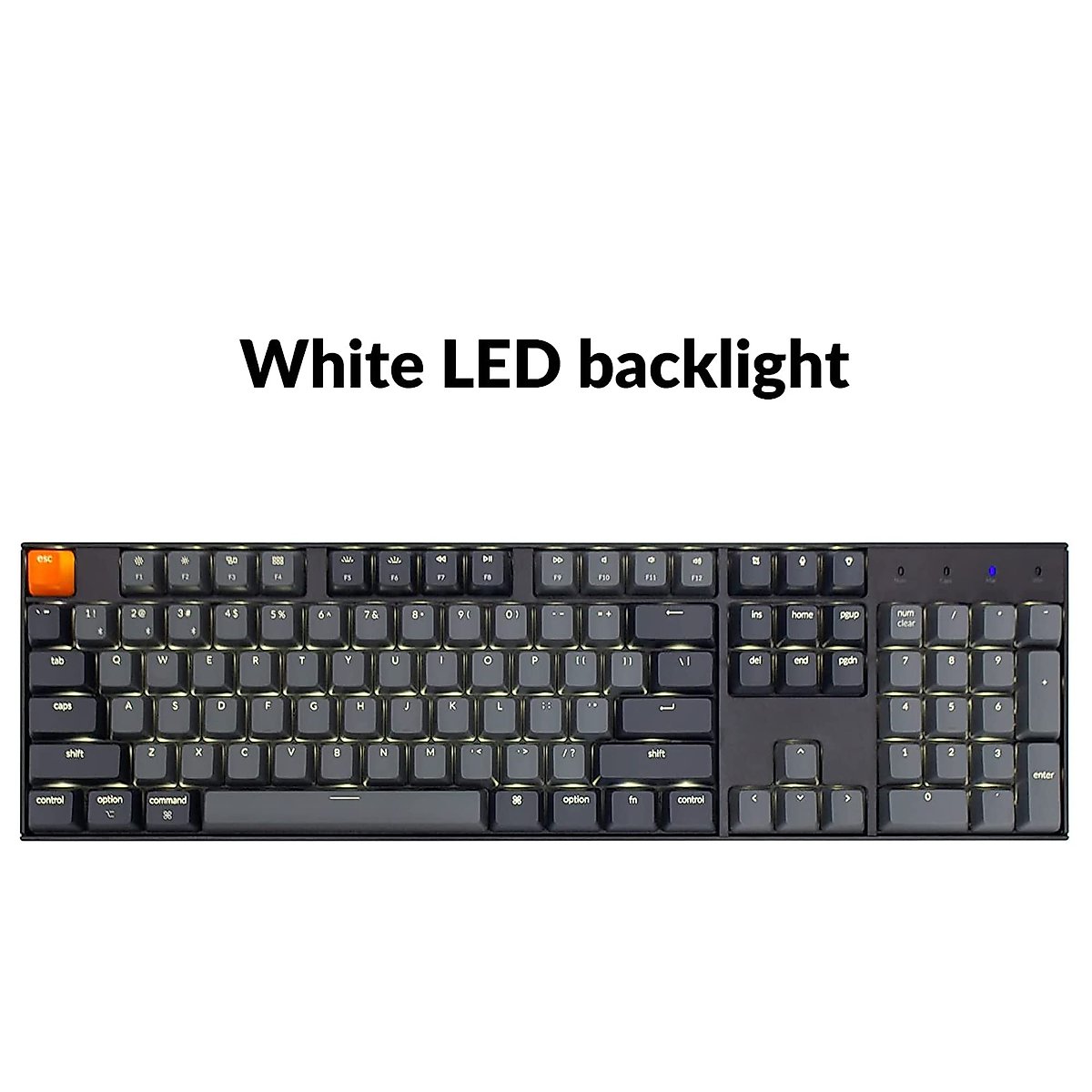 Keychron K10 Wireless Bluetooth/USB Wired Gaming Mechanical Keyboard, Hot-swappable Full Size Layout 104 Keys White Backlight N-Key Rollover for Mac Windows, Gateron G Pro Blue Switch