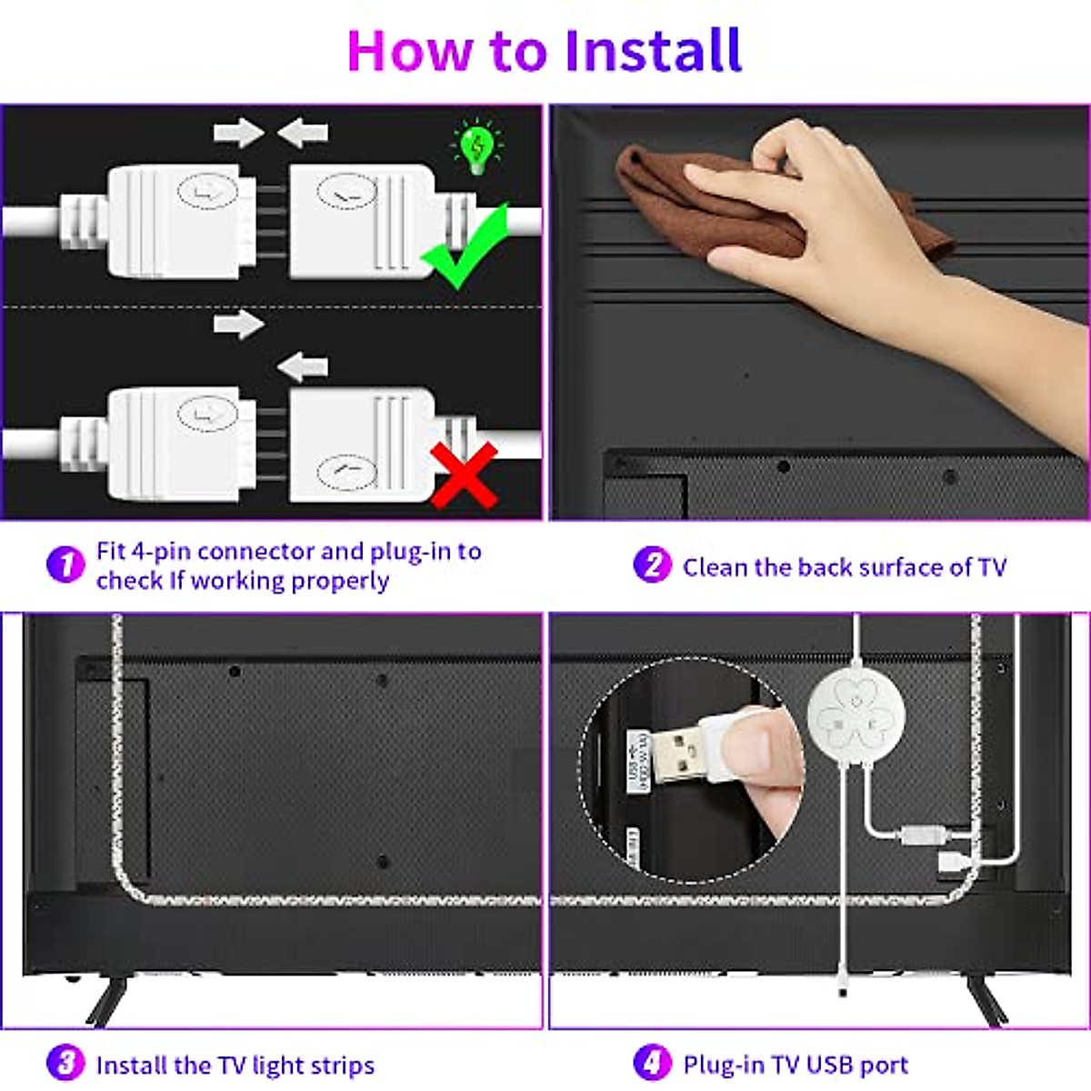 Hiromeco Bluetooth 21FT TV LED Backlight for 82 95 Inch, USB TV Background Lights Kit with APP Control, Music and Multiple Scene Mode, 16 Million Colors Changing Lights for PC Monitor Gaming Room.