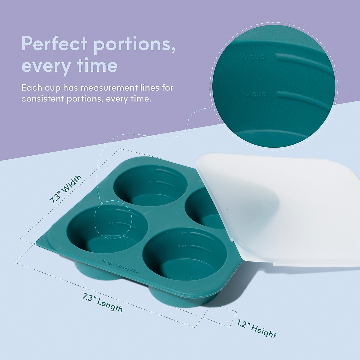 Anytime Freezer Tray | Anyday Microwave Cookware | Soup Freezer Molds | Silicone Molds | Freezer Containers for Food Storage Reusable | 1 x ½ Cup Tray