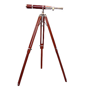 Marine Standard High Magnification Tube Telescope Handmade Antique Tripod Telescope Single Barrel Spyglass Nautical Decorative