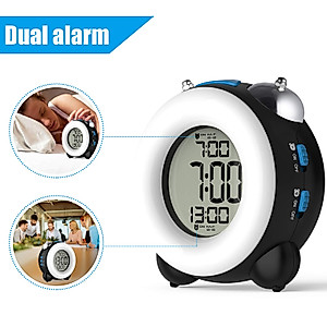 Banne Loud Alarm Clock for Heavy Sleepers with Dual Alarm Night Light Bedside Battery Powered (Black)