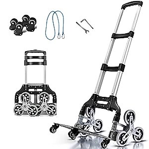 Stair Climber Cart Hand Truck with Wheels, Shopping Folding Grocery Cart, Aluminum Alloy Folding Hand Truck Trolley for Luggage Package Delivery