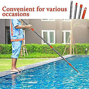 cosbur Spin Mop Handle Replacement, 4-Section Mop Handle Replacement for Spin Mop, Stainless Steel Mop Pole Handle for Commercial Mop and Mop Refills, Cleaning Tools Accessories(Orange)