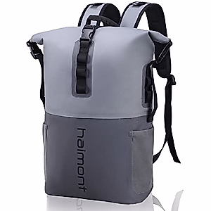 Haimont Dry Bag Waterproof Backpack, Heavy Duty Roll Top Dry Backpack for Men Women SUP, Floating, Sailing, Surfing, 20L, Dark Grey/Light Grey