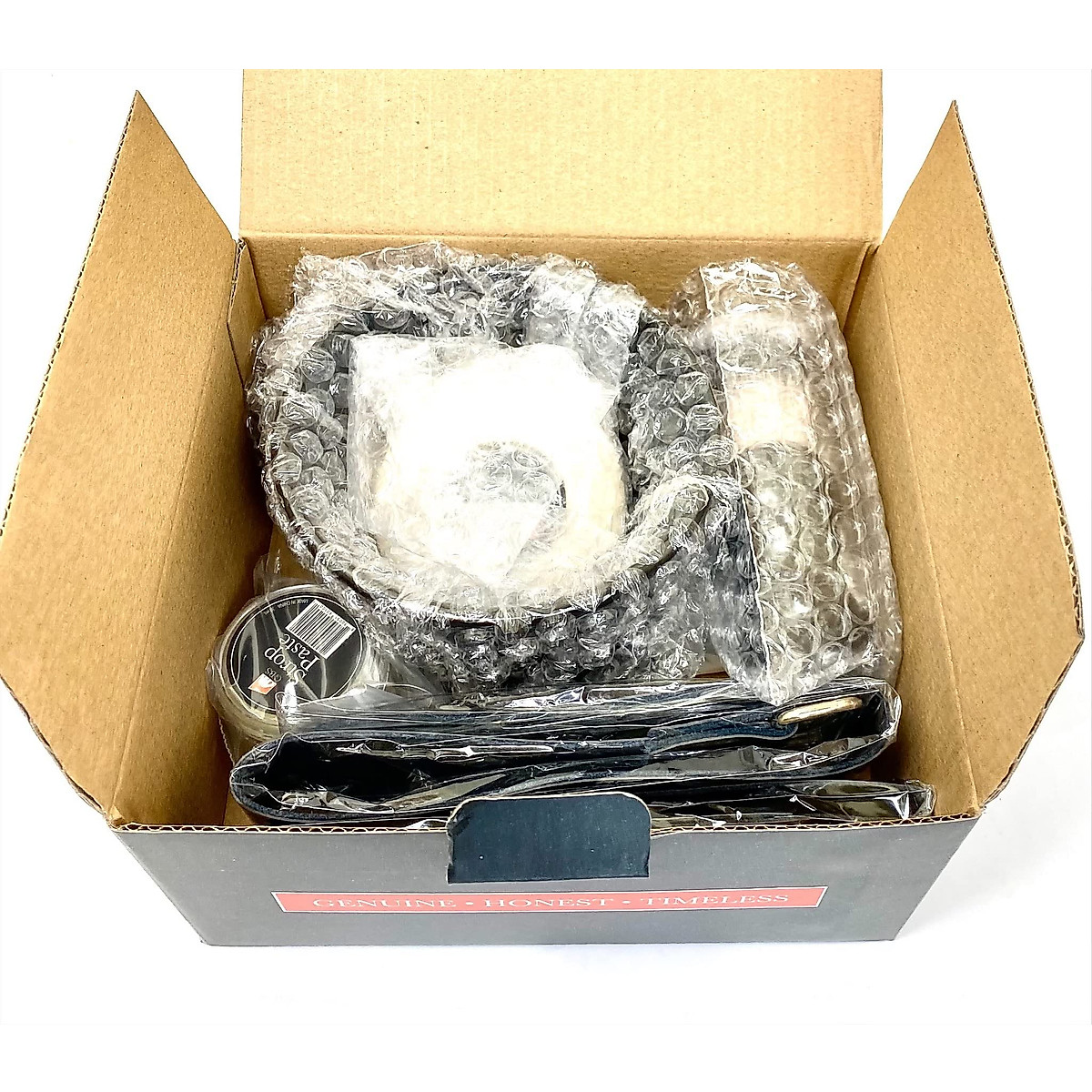 G.B.S Black Luxury Shaving Kit - Wood Straight Razor, Mug, Natural Soap, Brush, Alum block, Strop and Paste Grooming Kit, Black