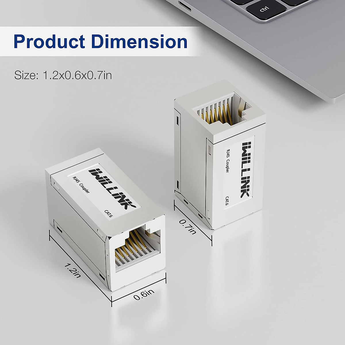 iwillink 5-Pack Shielded Cat6 RJ45 Inline Couplers, Female to Female Ethernet Coupler, RJ45 Coupler for Cat6/Cat5e/Cat5 Ethernet Cables, Ethernet Extender Adapter in Silver