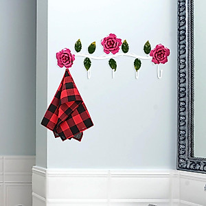 LOGOFUN Metal Wall Hooks Rose Flower Coat Hooks Rustic Style Hanging Hook for Bathroom Room Decorations (Rose)
