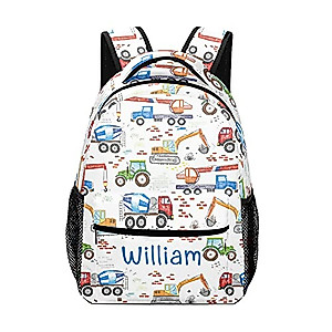 Eiis Construction Tractor Excavator Personalized School Backpack for Kid-Boy /Girl Primary Daypack Travel Bookbag, P22889, One Size