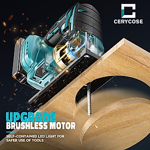 Jig Saw for Makita 18V Battery, Cordless Jigsaw Tool Brushless Motor, Variable Speed, Bevel Angle (0°-45°), LED Light with 3 Position Orbital Setting for Straight/Curve/Circle/Cutts (No Battery)