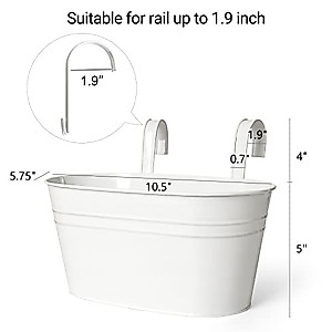 Dahey Metal Iron Hanging Flower Pots for Railing Fence Hanging Bucket Pots Countryside Style Window Flower Plant Holder with Detachable Hooks Home Decor,White,3 Pcs