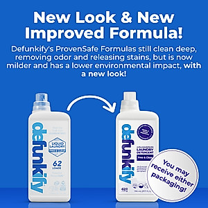 Laundry Detergent 62 Load/37.7 FlOz (2-Pack). 'Free & Clear' Liquid Laundry Detergent- Sensitive Skin. 'ProvenSafe' Laundry Soap Washing Detergent w/Odor & Stain Remover for Activewear & All Fabrics