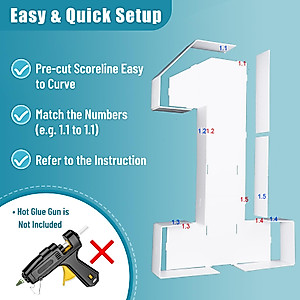 Tongjoy 3FT Marquee Numbers, Marquee Light Up Numbers 1 for 1st 16th 21st Birthday Decorations, 10th Anniversary Party Decor, Large Light Up Numbers, DIY Pre-Cut Foam Board Kit, Mosaic Numbers