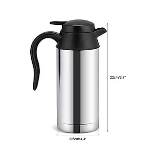 12v Car Kettle Water Boiler, 750ml Stainless Steel Car Heating Cup Electric Kettle for Car Travel Kettle Water Warmer Coffee Mug for Car
