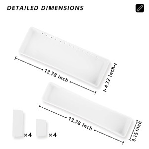 Sarajoye 4 - Piece Adjustable Flatware Cooking Utensil Organizer for Kitchen Drawers - Expandable 13 Slots Silverware Drawer Organizer Tray Holder for Organization Storage (2 Large + 2 Small, White)