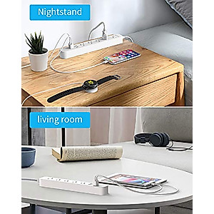 15ft Braided Power Strip Surge Protector with USB Ports, NTONPOWER Flat Plug Power Strip with Long Extension Cord, 4 Outlet 4 USB Desktop Charging Station, 1700 Joule, Circuit Breaker, for Home Office