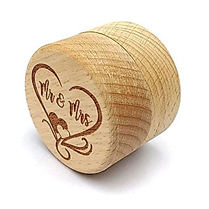 ZZYINH AN207 Personalized Engraving Rustic Wedding Wooden Ring Box Jewelry Trinket Storage Container Holder Custom Mr & Mrs Rings Bearer Small Jewelry