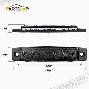 Partsam 10Pcs 3.8" Inch Smoked 6 White LED Boat Interior Navigation Courtesy Utility Strip Light Bar Marine Deck Transom Step Cockpit Lighting Lamp Waterproof for Fishing Pontoon Kayak Yacht Sailboat