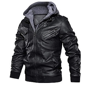 liuyffan Coat Imitation Hat Autumn Leather Men's Color Winter Leather Shoulder Strap Replacement for Briefcase Black