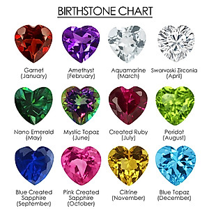 Gem Stone King 925 Sterling Silver Promise Customized Personalized and Engraving Build Your Own 2 Birthstone For Her Heart Shape Engagement Ring For Women (Size 7)