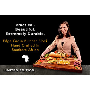 WuudCo Butcher Block Cutting Board | 18x24 Large Board for Meat Cutting, Large Charcuterie Board, Teak Handmade Cutting Boards, Thick Best Wood Cutting Board