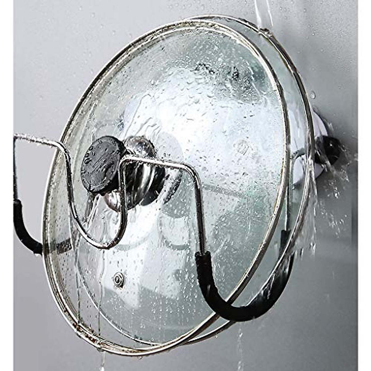 Lid Rack Cooking Pot Cover Rack Wall-mounted Free Punching Household Simple Kitchen Cutting Board Storage Wall Shelf (Color : Black)