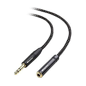 Cable Matters Braided 1/4 Inch Extension Cable 6 ft (1/4 TRS to 1/4 Inch Male to Female Cable)